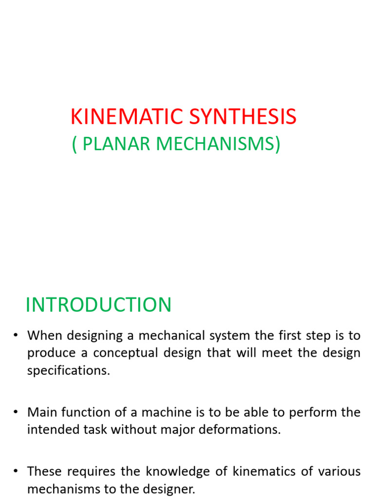 Kinematic Synthesis Guide | PDF | Kinematics | Euclidean Geometry