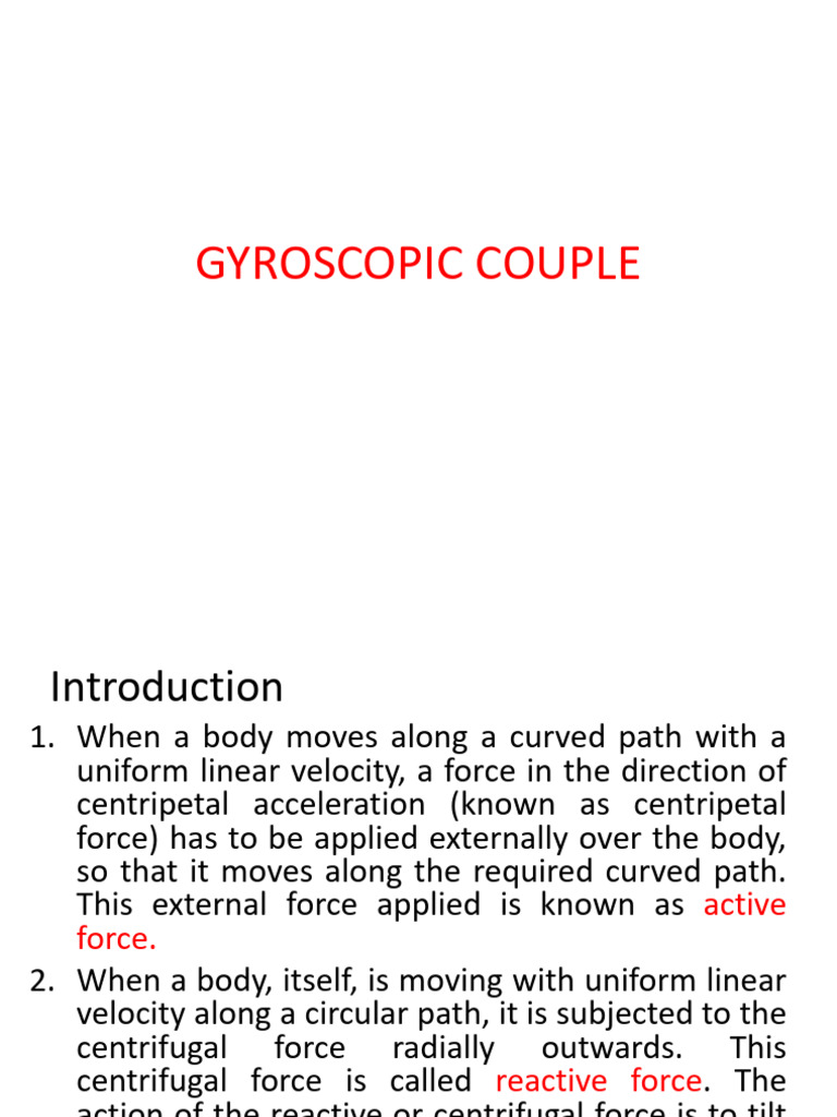 Gyroscopic Couple | PDF | Rotation | Rotation Around A Fixed Axis