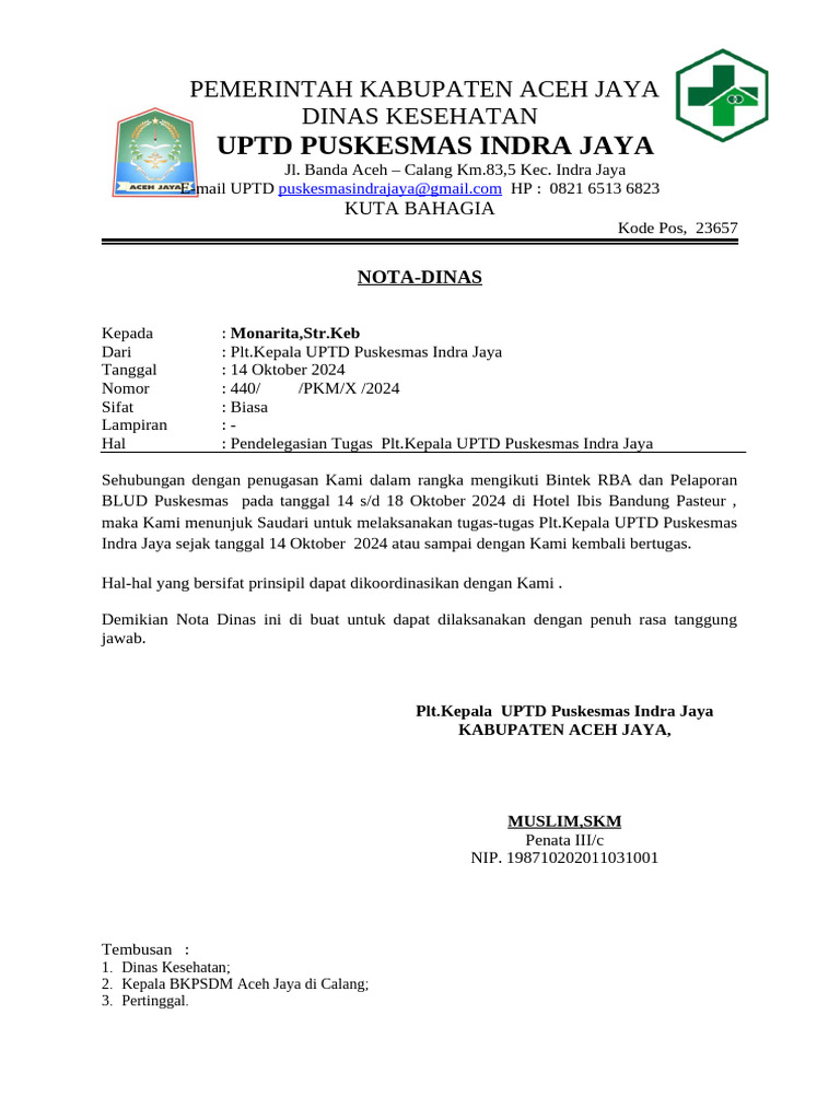 Nota Dinas An Cut Dewi Hastati | PDF