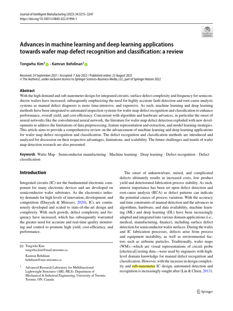 Advances In Machine Learning And Deep Learning Applications Towards Wafer Map Defect Recognition