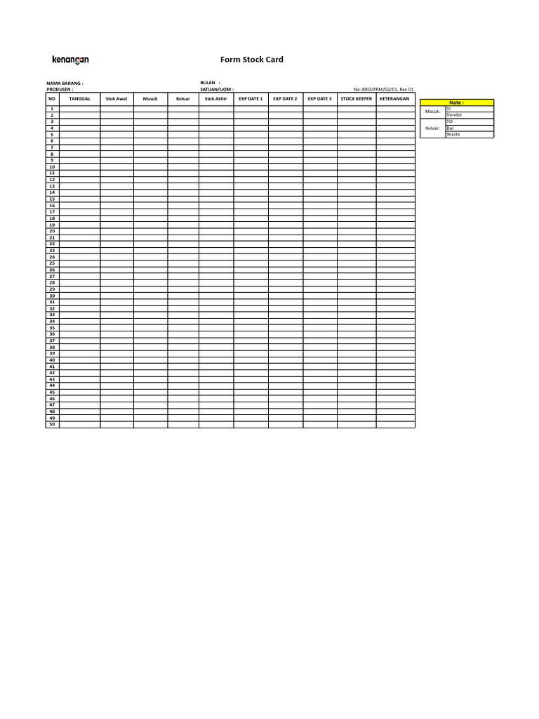 Form Stock Card (Downloadable by Laptop) PDF | PDF