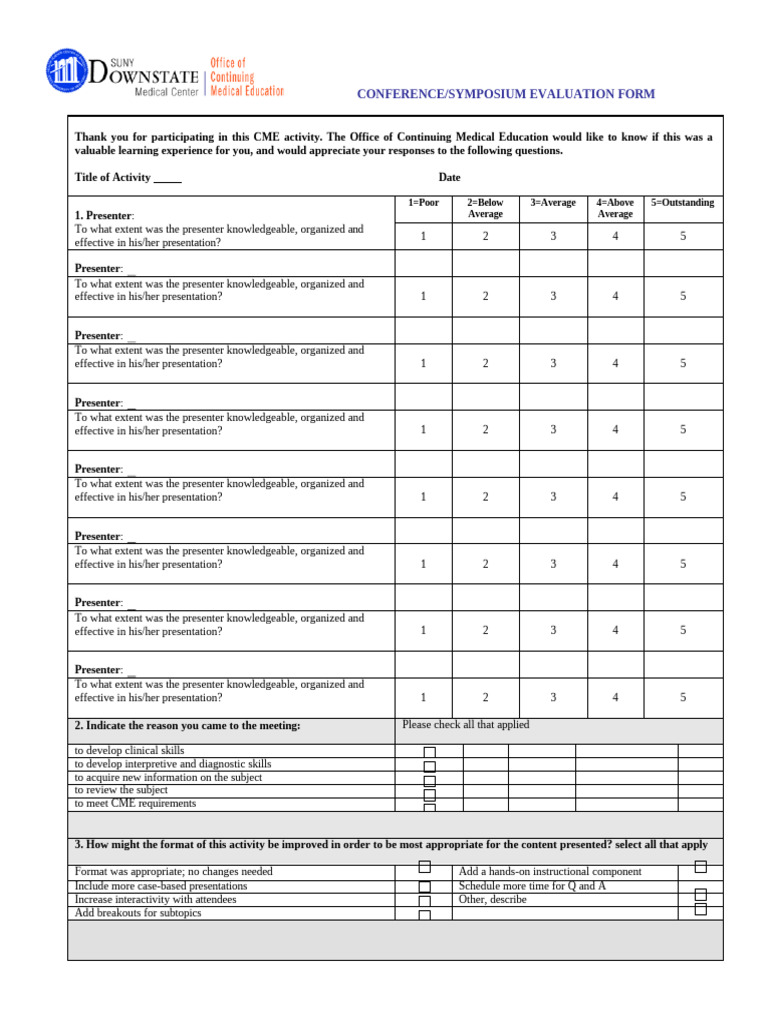 CME Conference Evaluation Form | PDF | Health Care | Cognition