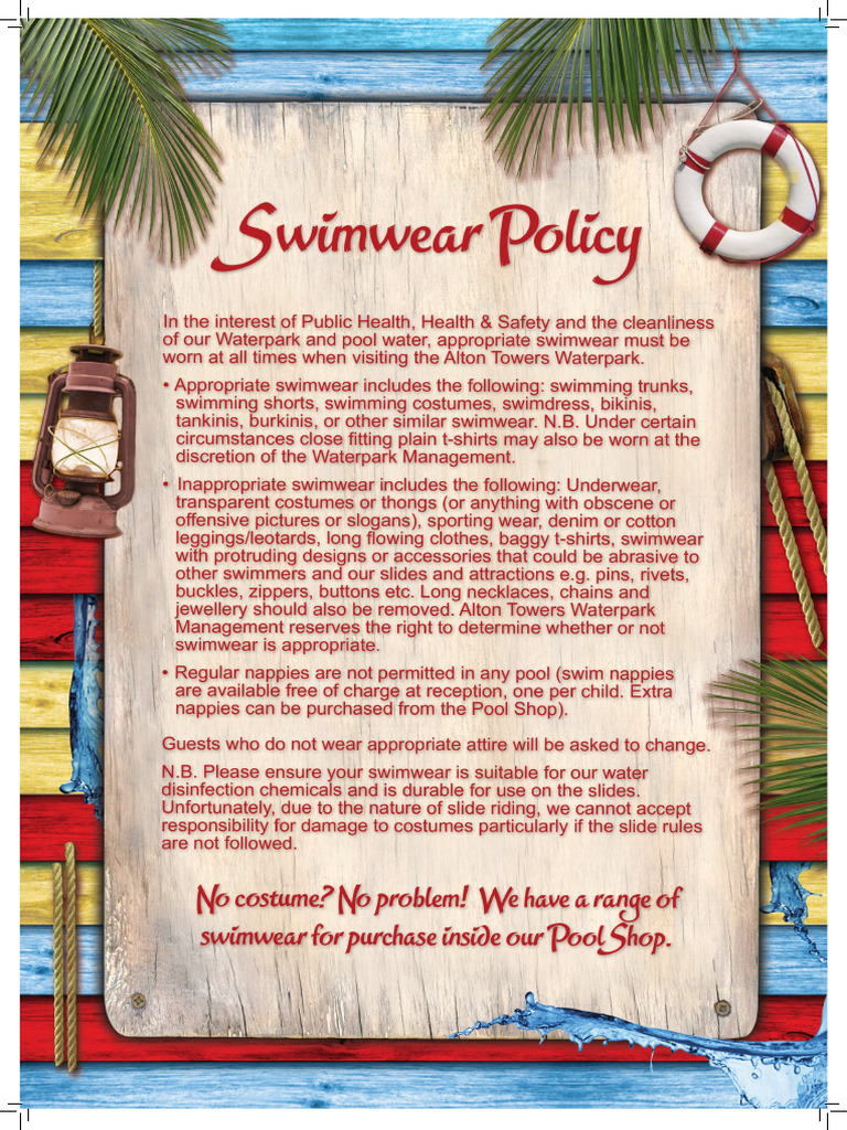 Waterpark - Swimwear Policy | PDF