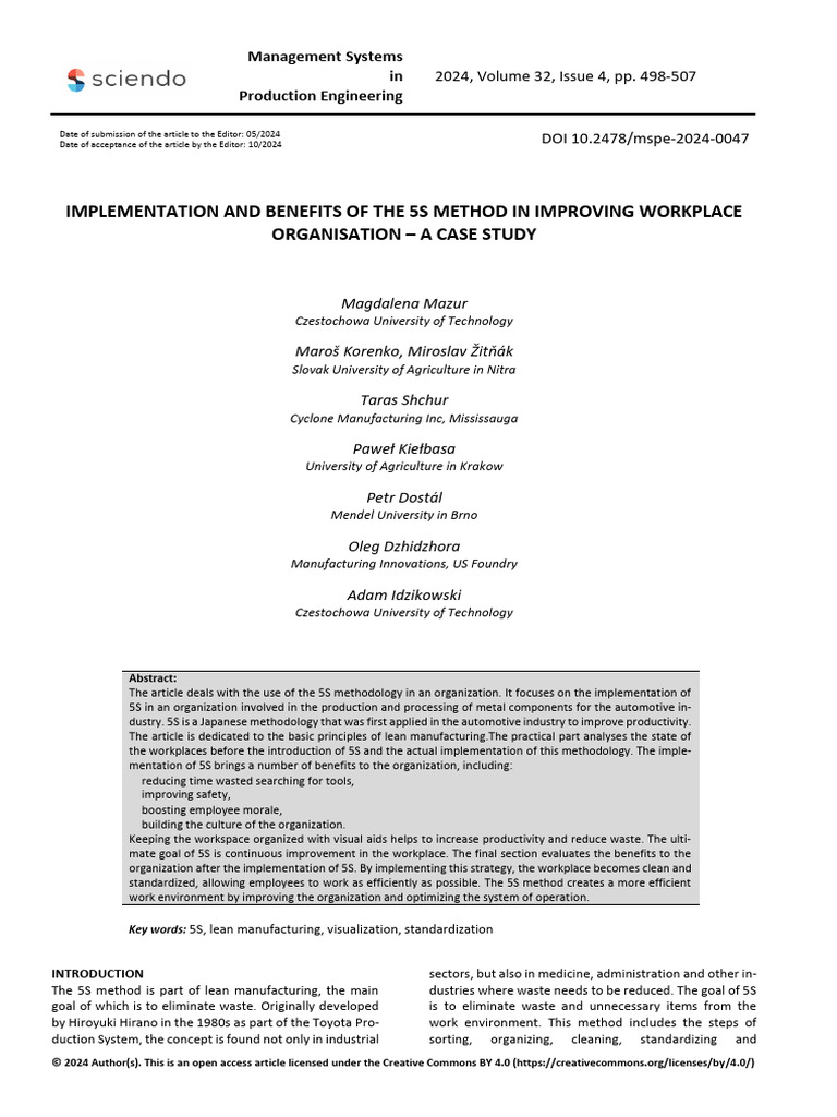 5S Method in Metal Production: Case Study | PDF | Lean Manufacturing ...