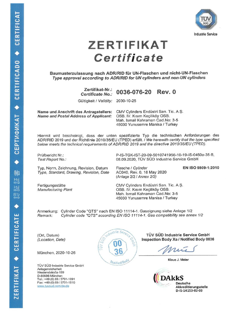 Type-15 AC040 TPED 267 X 5.5 PT 300 Bar - 0036 | PDF