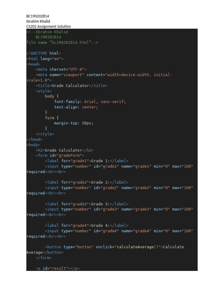 Cs 202 Assignment Solution | PDF | Computers | Technology & Engineering