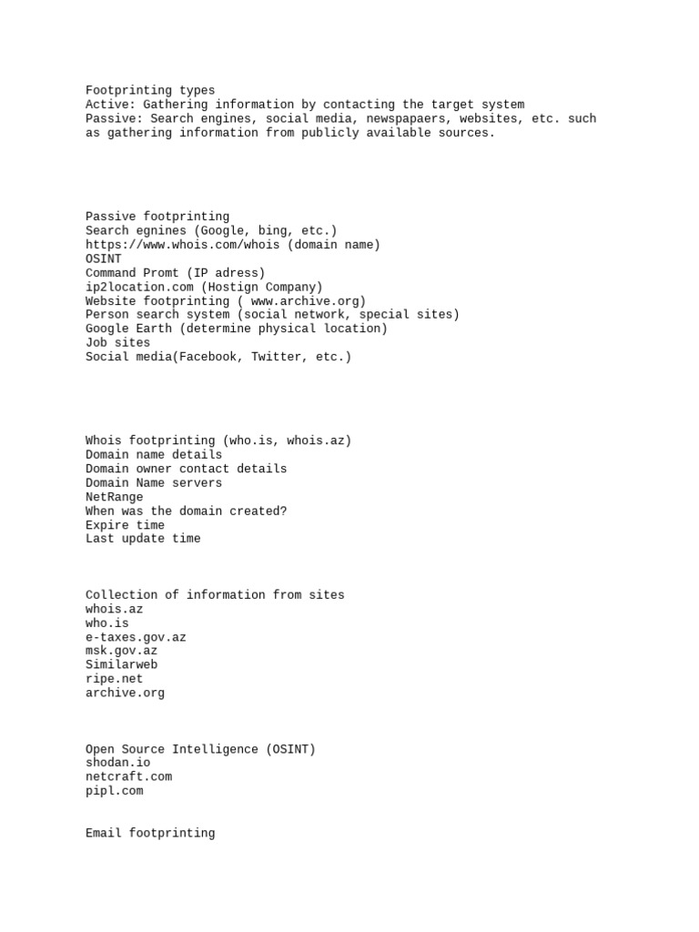Information Gathering Notes | PDF | Computers