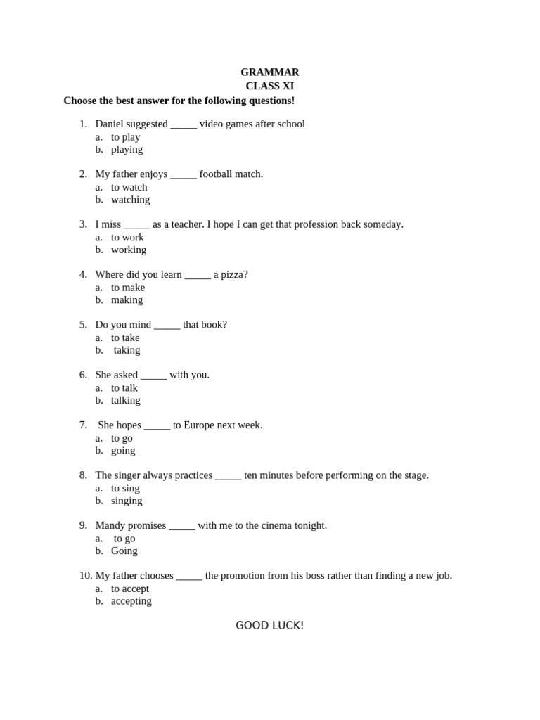 Soal Grammar Kelas XI (Genap) 2021 | PDF