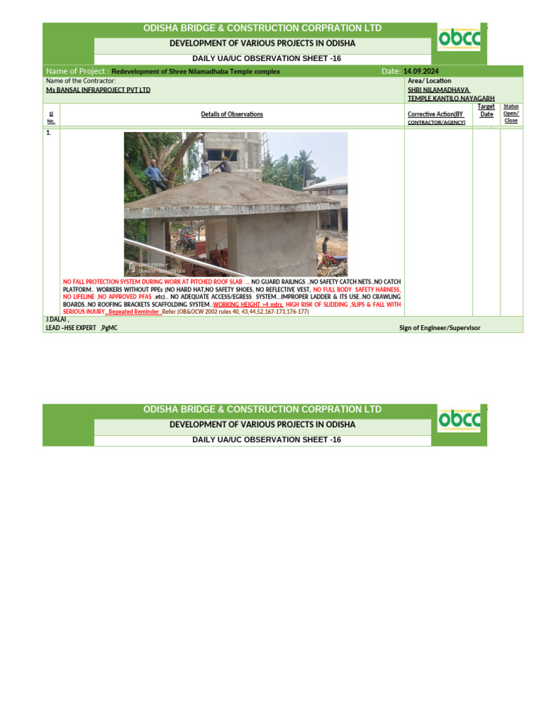 011 DAILY Observation Sheet-REPORT - 16 | PDF