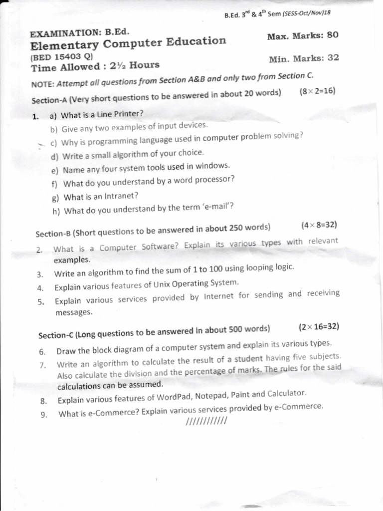 Elementary Computer Education Exam Guide | PDF