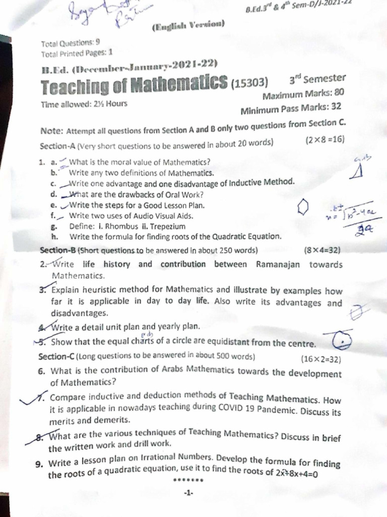 Teaching Of Mathematics Pdf