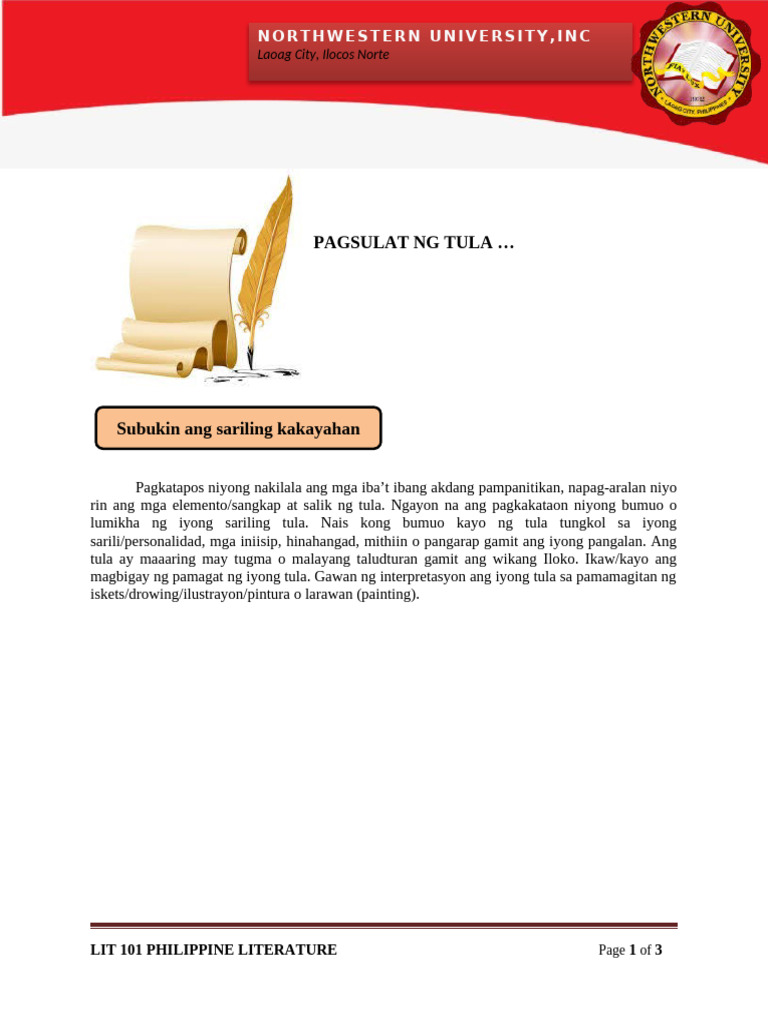 Aktibiti 2 - Pagsulat NG Tula-1 | PDF