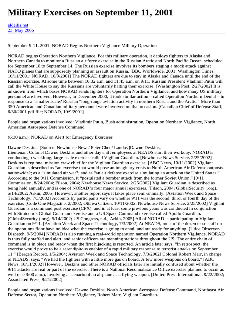 Military Exercises On September 11 | PDF | September 11 Attacks | Aircraft Hijackings
