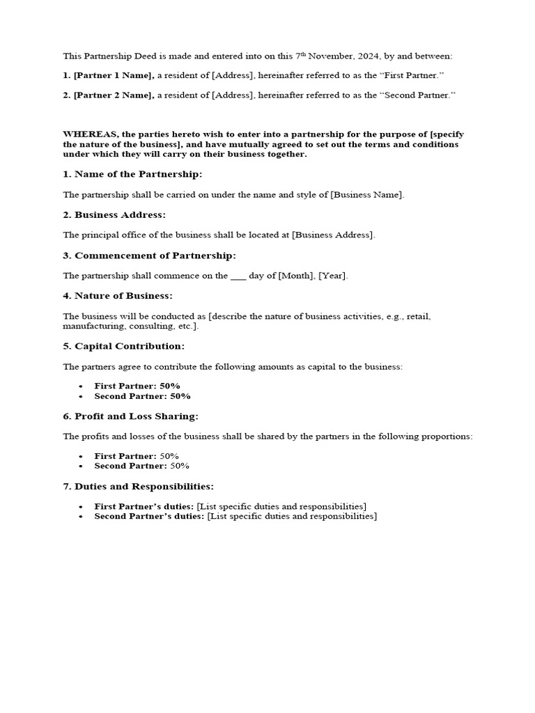 Partnership Deed | PDF | Partnership | Indemnity Partnership Deed | PDF | Partnership | Indemnity