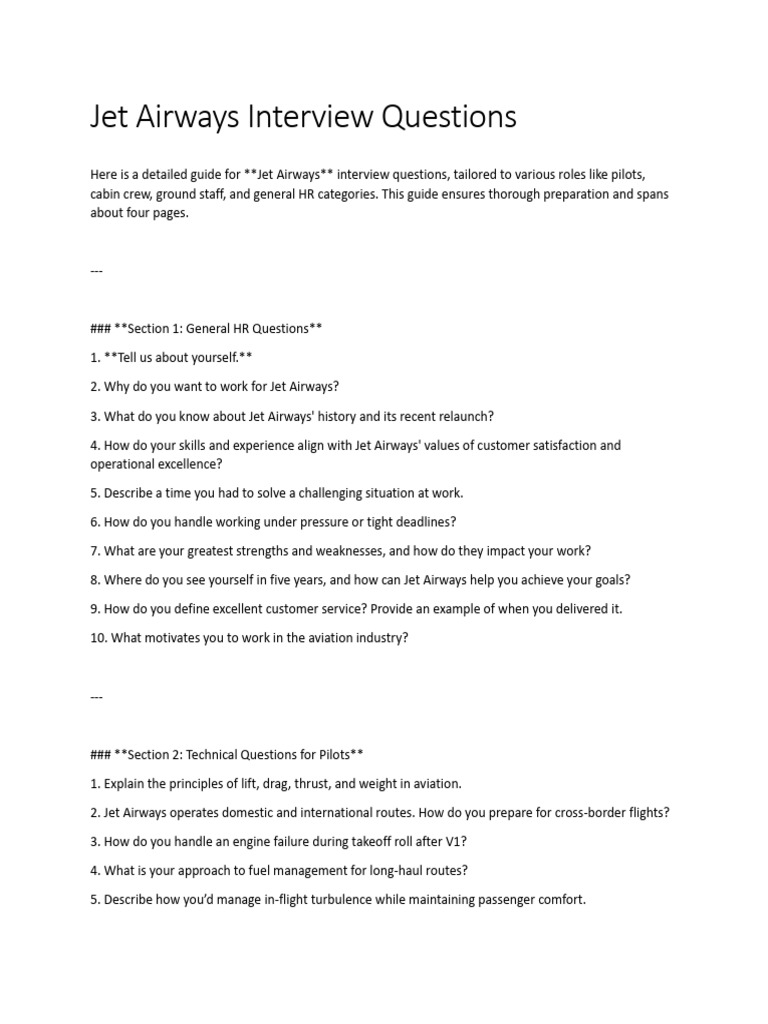 Jet Airways Interview Questions | PDF | Flight Attendant | Aviation