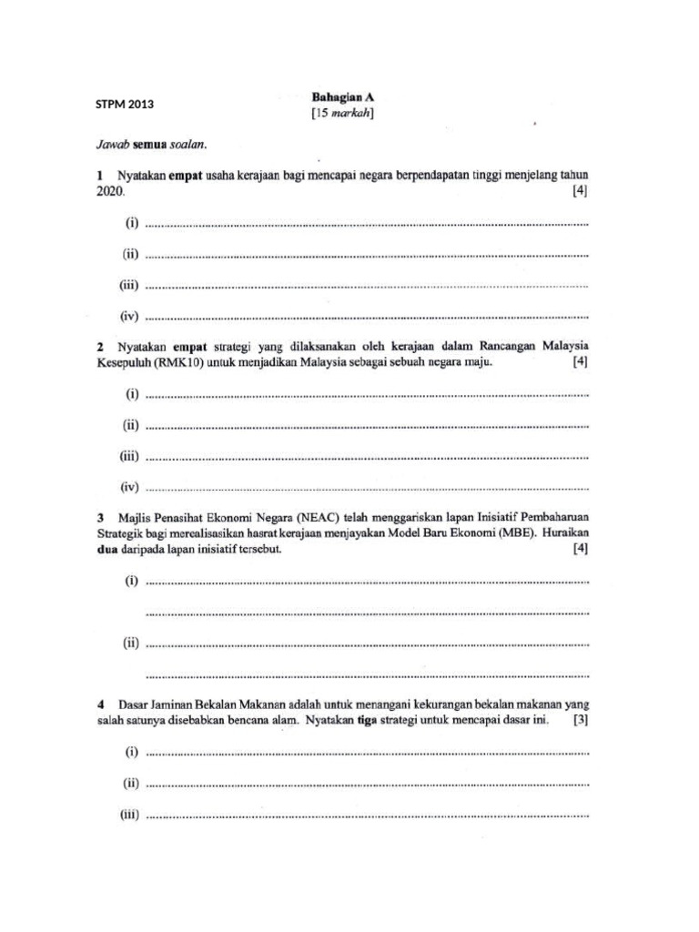 Koleksi Soalan Bahagian A Penggal 2 | PDF