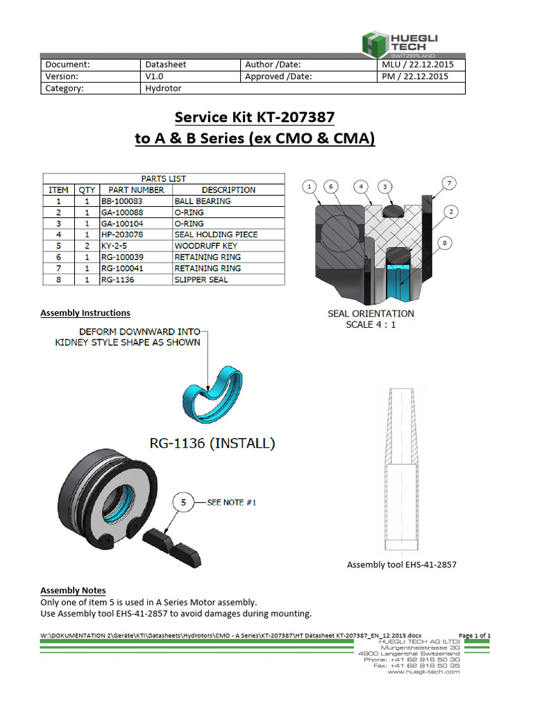 Hydrotor Service Kit KT-207387 Guide | PDF | Technology & Engineering