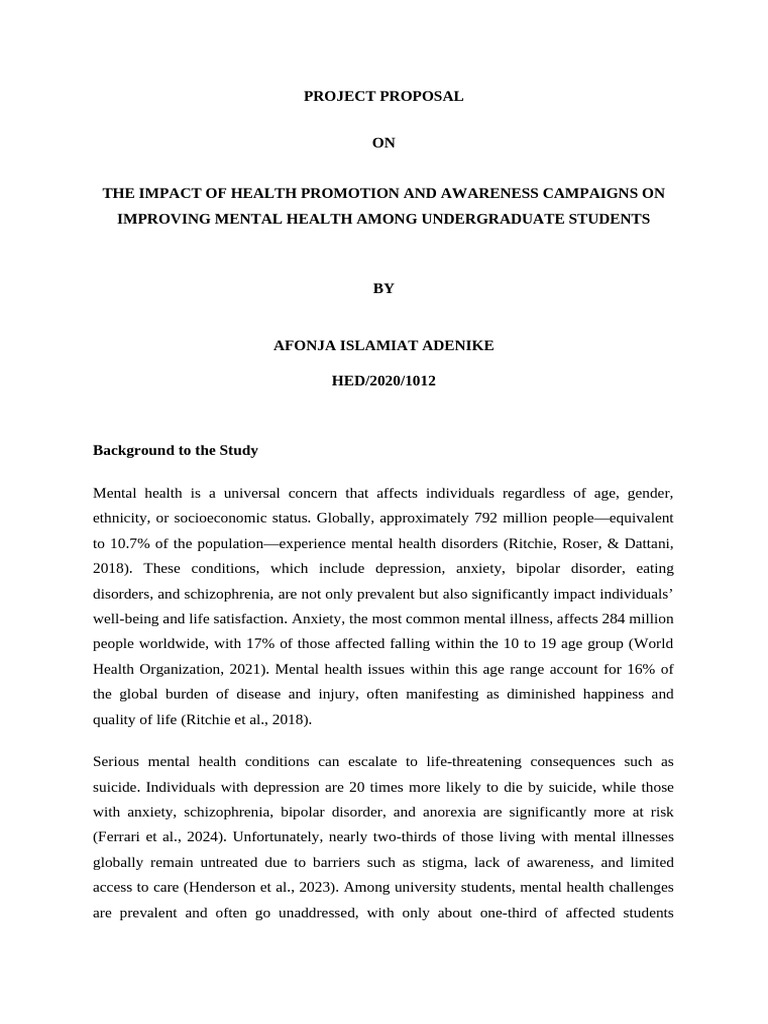 Mental Health Project REVISED | PDF | Mental Health | Mental Disorder