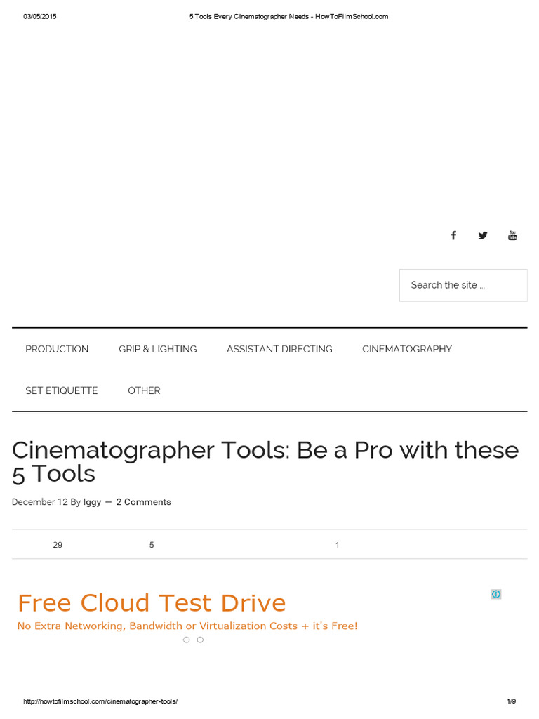 5 Tools Every Cinematographer Needs - HowToFilmSchool | PDF | Digital ...