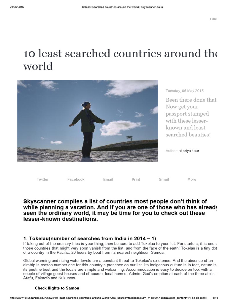 10 Least Searched Countries Around The World - Skyscanner - Co | PDF