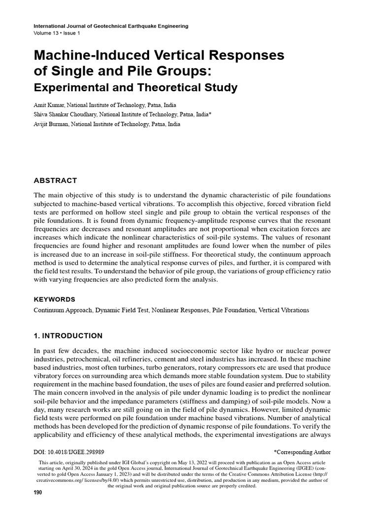 Machine Induced Vertical Responses of Single and P | PDF | Deep ...