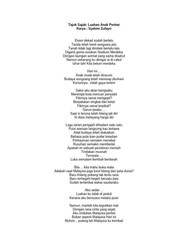 Tajuk Sajak | PDF | Seni | Fiksi Umum