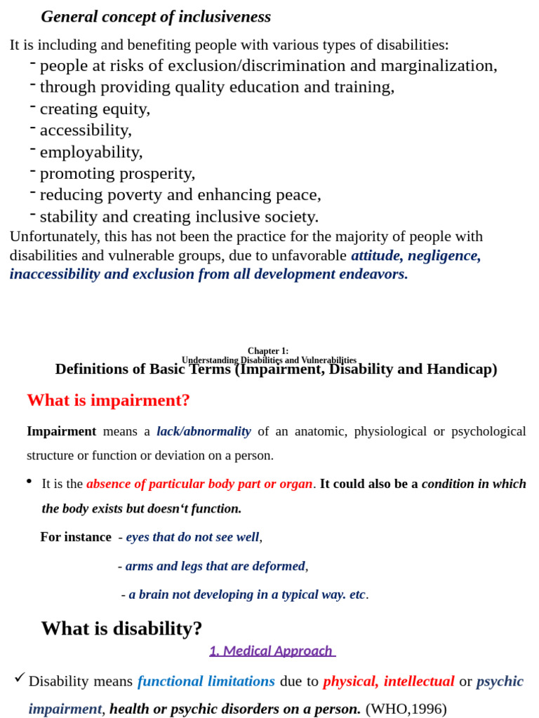 Inclusiveness Chap 1 | PDF | Visual Impairment | Disability