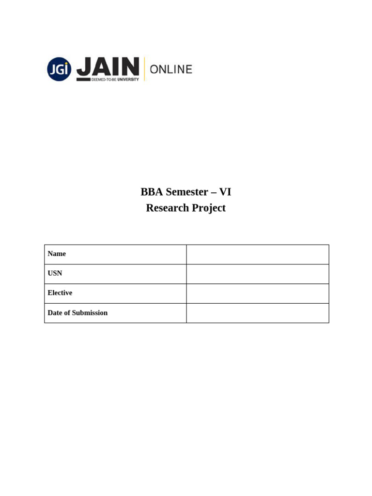 Research Project Report Template - Final BBA | PDF | Methodology | Data ...