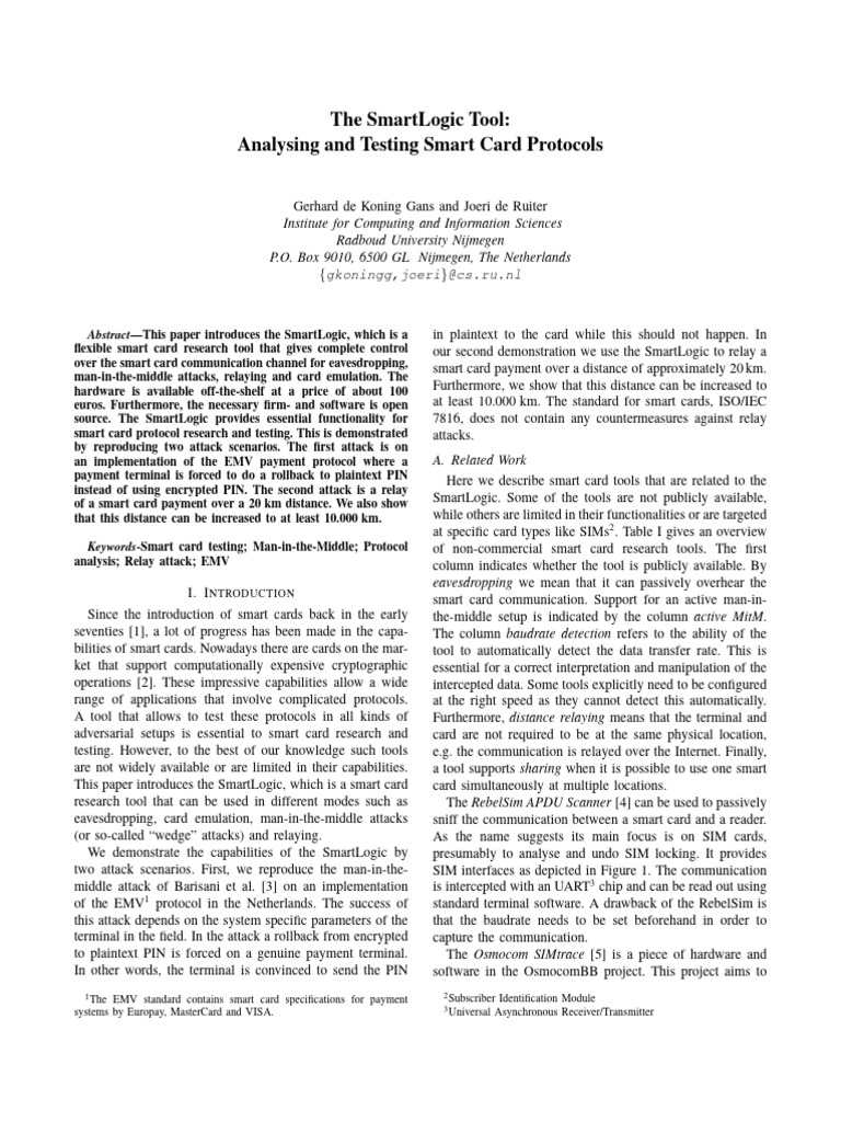 SmartLogic: Smart Card Protocol Analysis | PDF | Emv | Smart Card