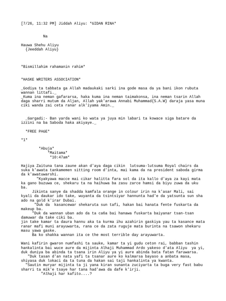 Gidan Rina CMPLT Jidda Aliyu-1 | PDF