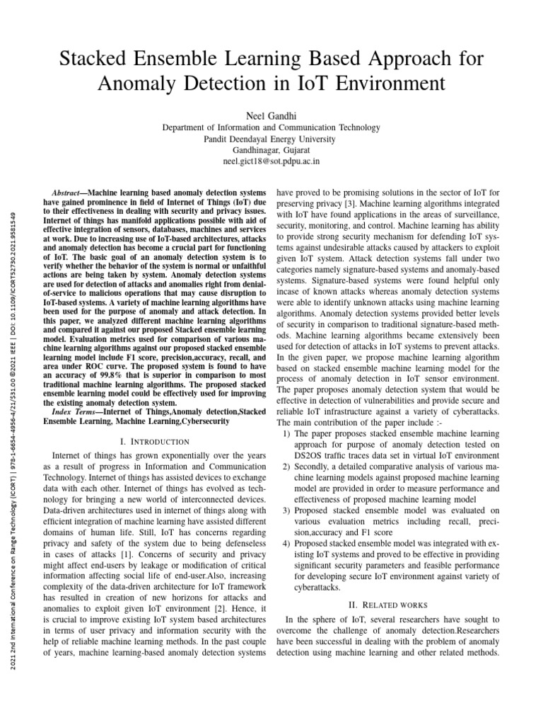 Stacked Ensemble for IoT Anomaly Detection | PDF | Machine Learning ...