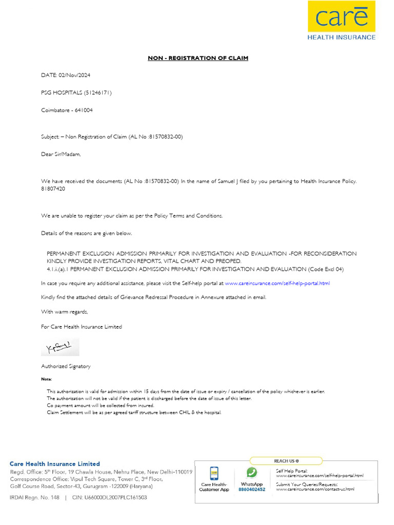 Non Registration Letter | PDF