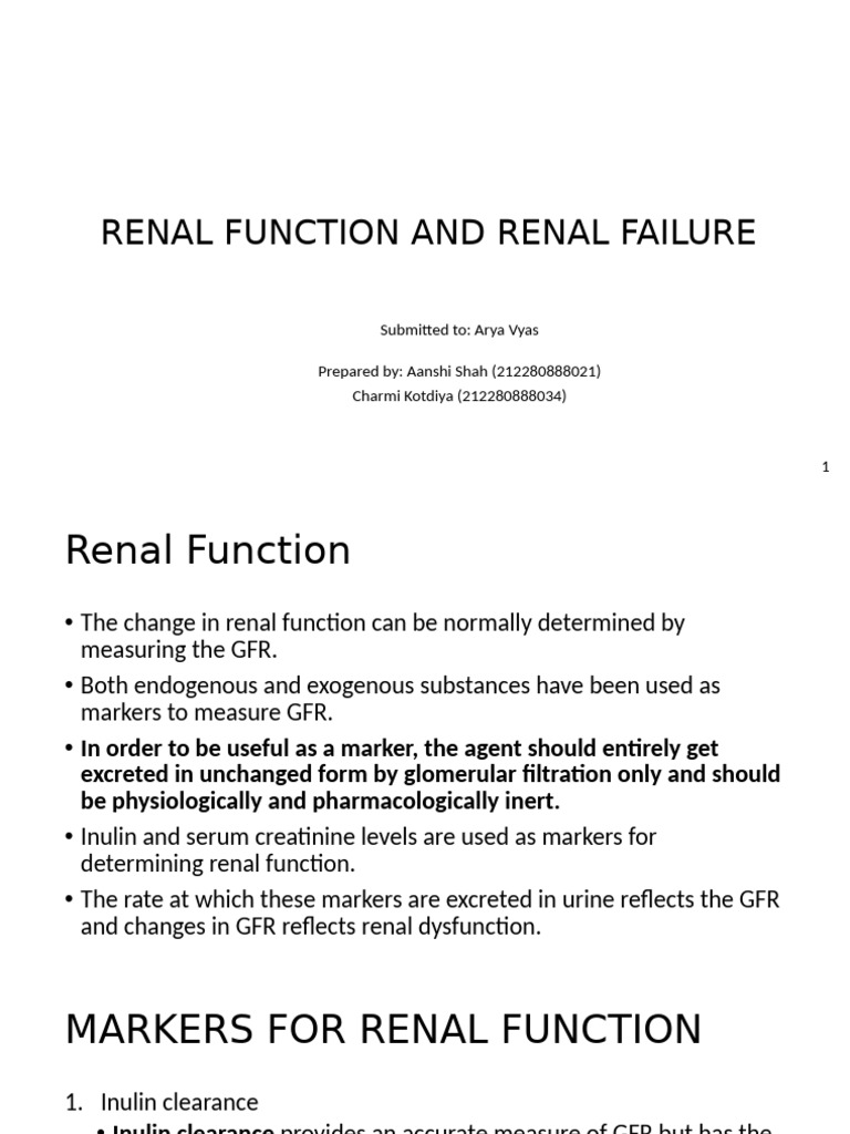 Renal Function and Renal Failure | PDF | Creatinine | Hemodialysis