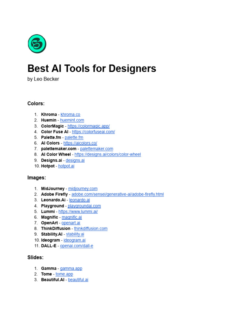Best AI Tools For Designers | PDF | Art