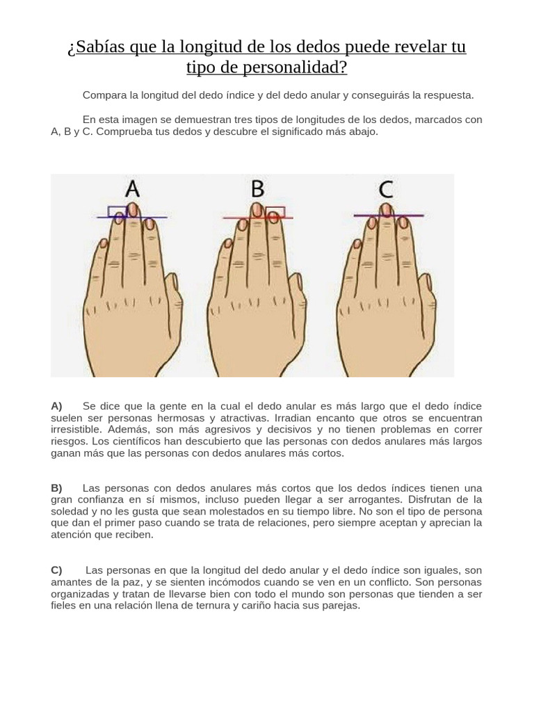 Longitud de Dedos y Personalidad | PDF