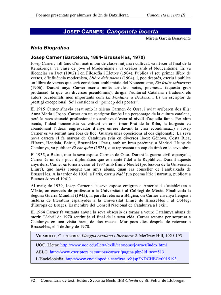Carner Biografia | PDF