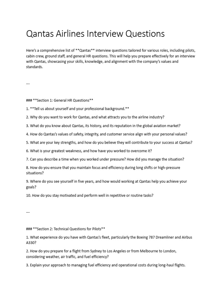 Qantas Interview Questions Guide | PDF | Airlines | Flight Attendant
