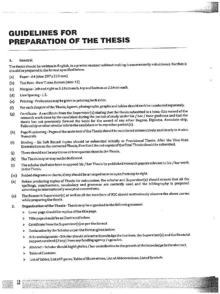 Guidelines For Preparation of The PHD Thesis | PDF
