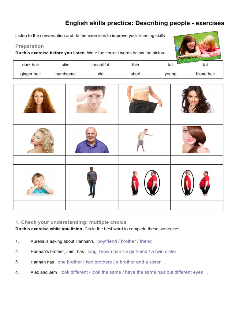 Describing People - Exercises1 2 | PDF | Foreign Language Studies
