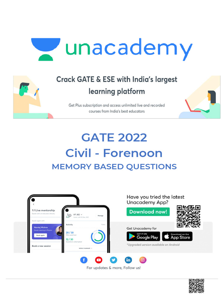 Civil GATE 2022 Final Solutions Set-1 | PDF | Soil Mechanics | Young's ...