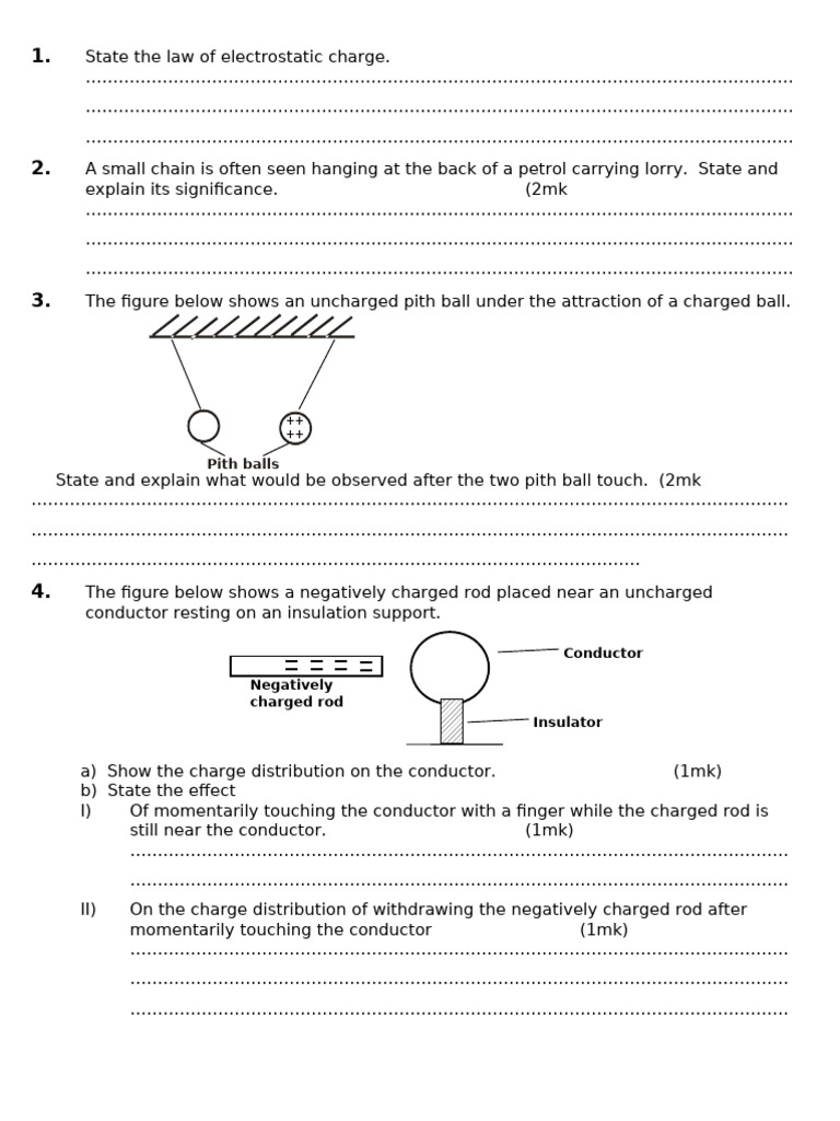 Electrostatics Quiz | PDF | Physical Sciences | Materials