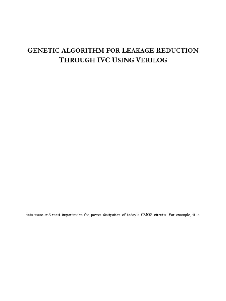 Genetic Algorithm For Leakage Reduction Through Ivc Using Verilog Pdf Logic Gate Cmos 