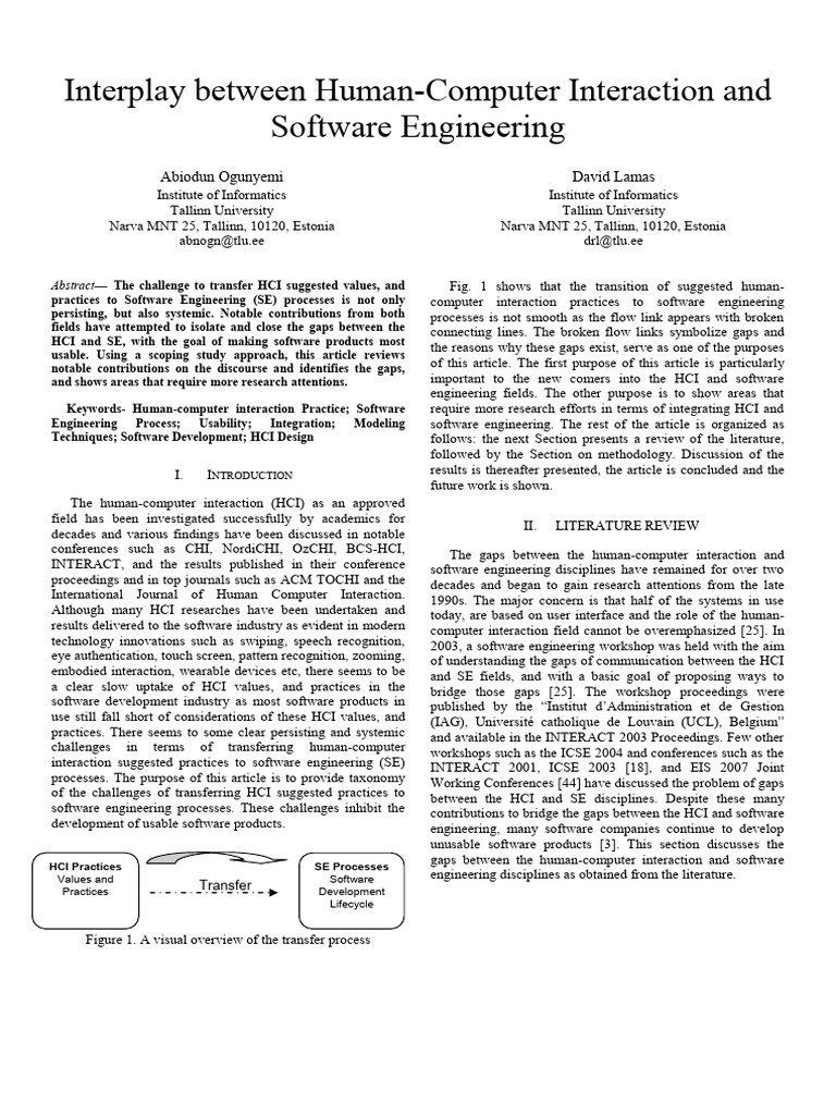 Interplay Between Human-Computer Interaction and Software Engineering ...