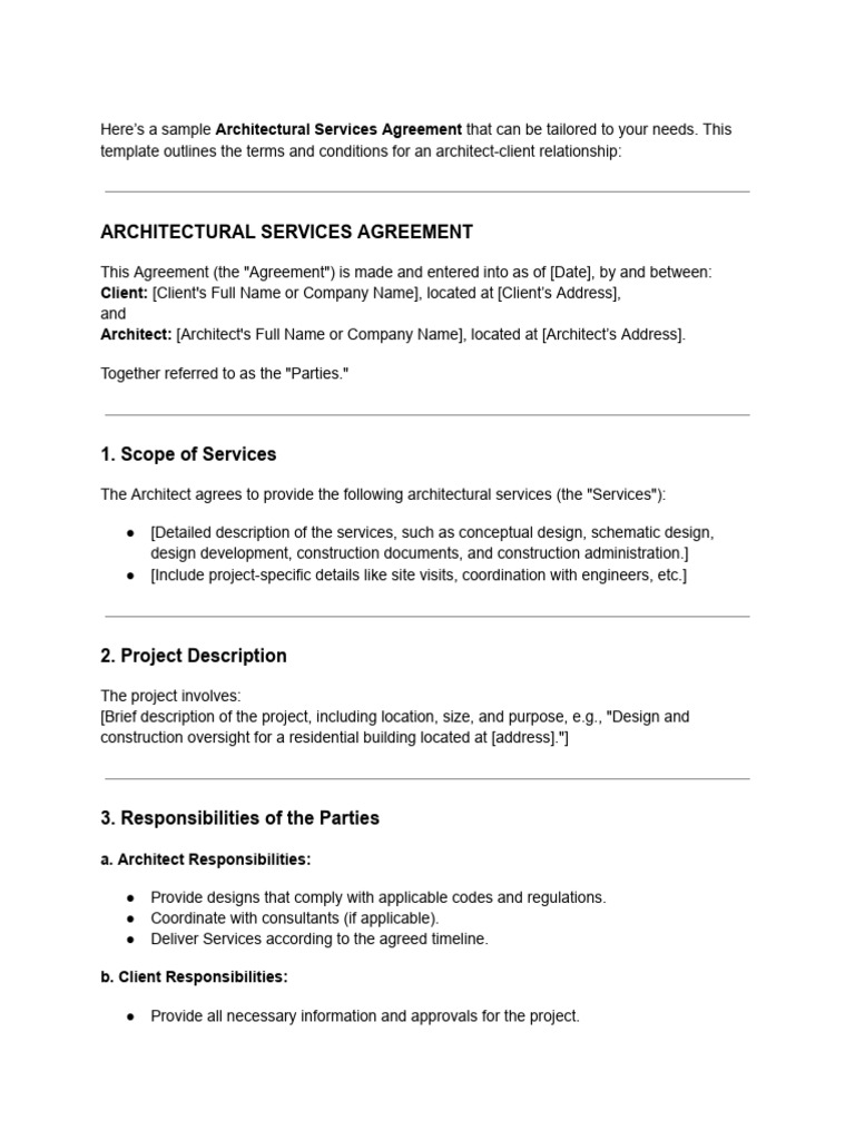 Architectural Contract Template | PDF | Architect | Indemnity