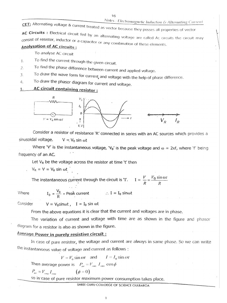 Alternate Current Theory Notes | PDF