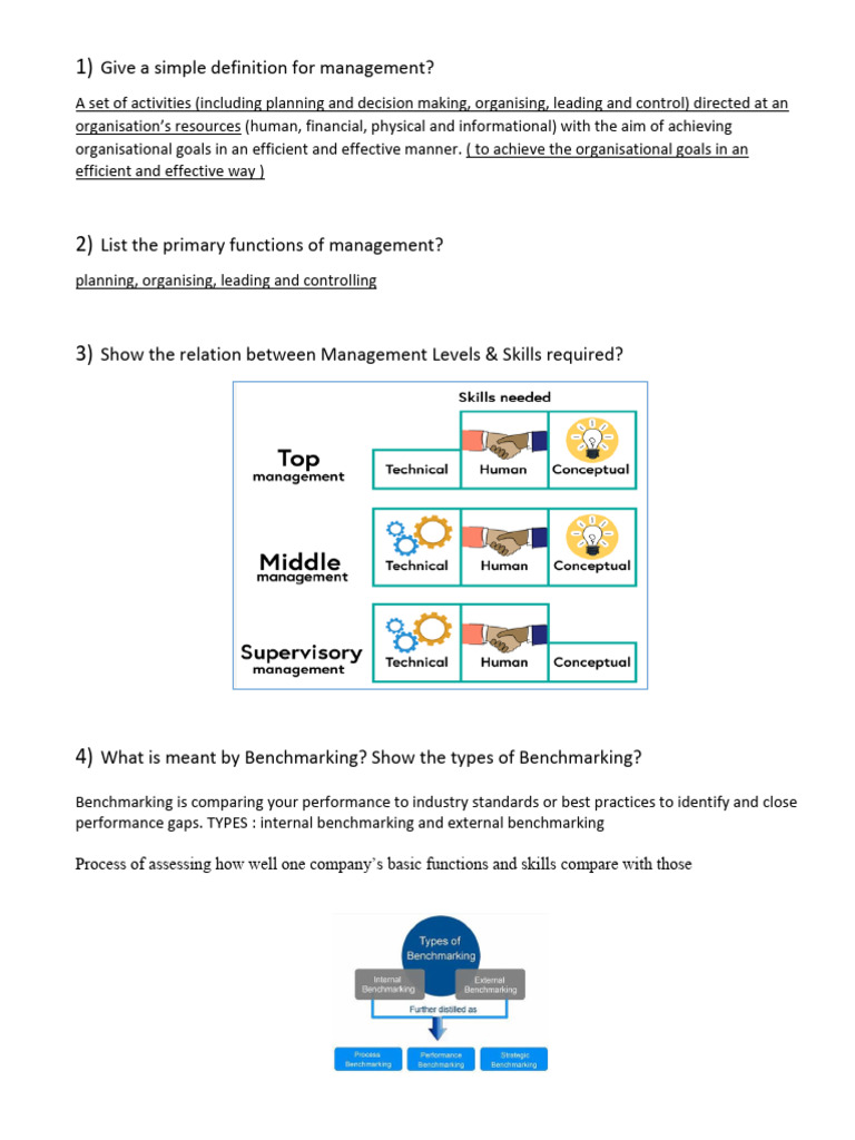 Management Skills Sheet 1 Answers | PDF | Decision Making | Benchmarking