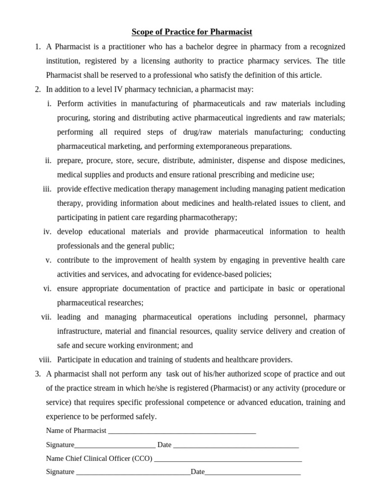 Pharmacist Scope of Practice Overview | PDF | Pharmacy | Medicine