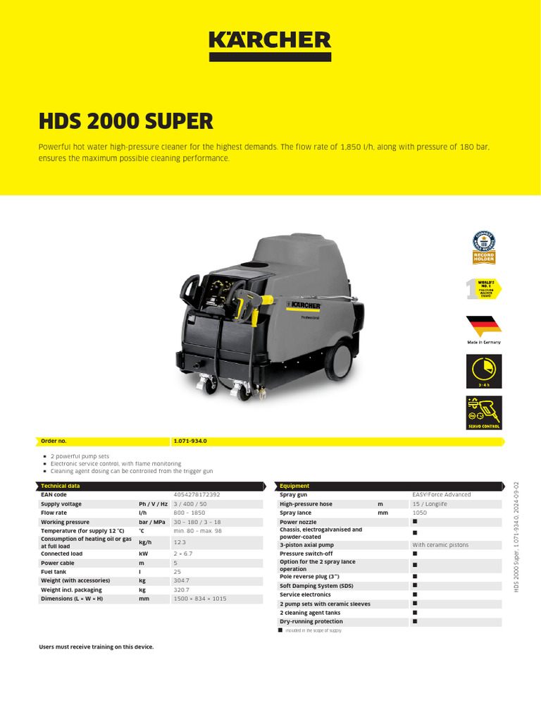 Hds 2000 Super | PDF | Pump | Manufactured Goods