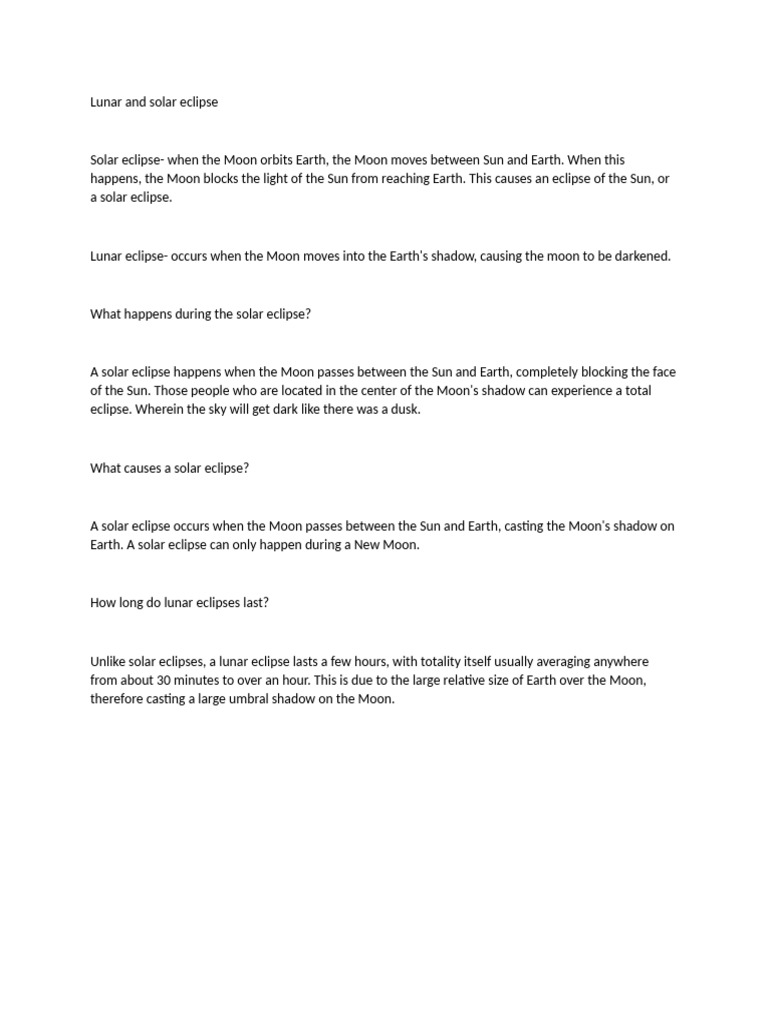 Solar and Lunar Eclipse Guide | PDF