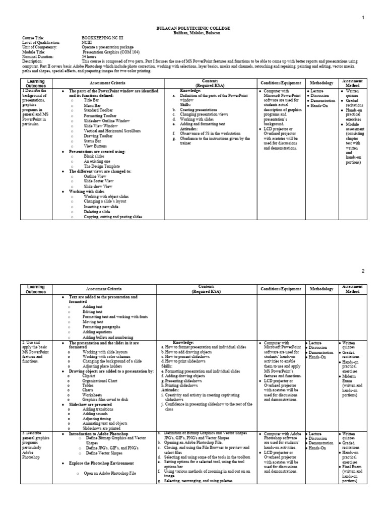 COM 104 - Presentation Graphics - Doc | PDF | Adobe Photoshop ...